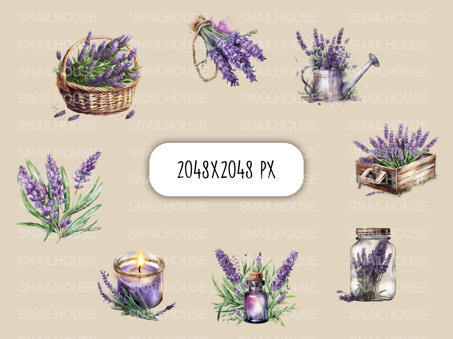 Lavender Clipart Watercolor Lavender Clip Art Bundle Digital Lavender ...