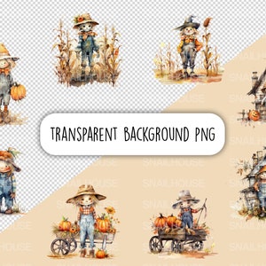 Watercolor Cute Halloween Themed Scarecrows Clip Art Set FREE ...