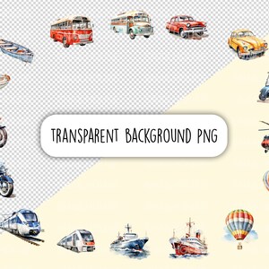 Watercolor Transportation Clipart Bundle FREE Commercial Use ...