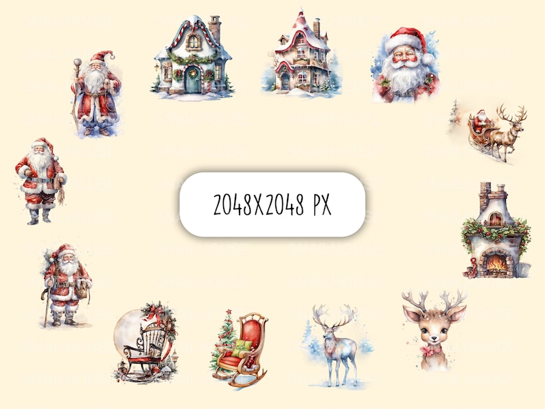 Watercolor Christmas Clipart Bundle Commercially FREE Printable ...