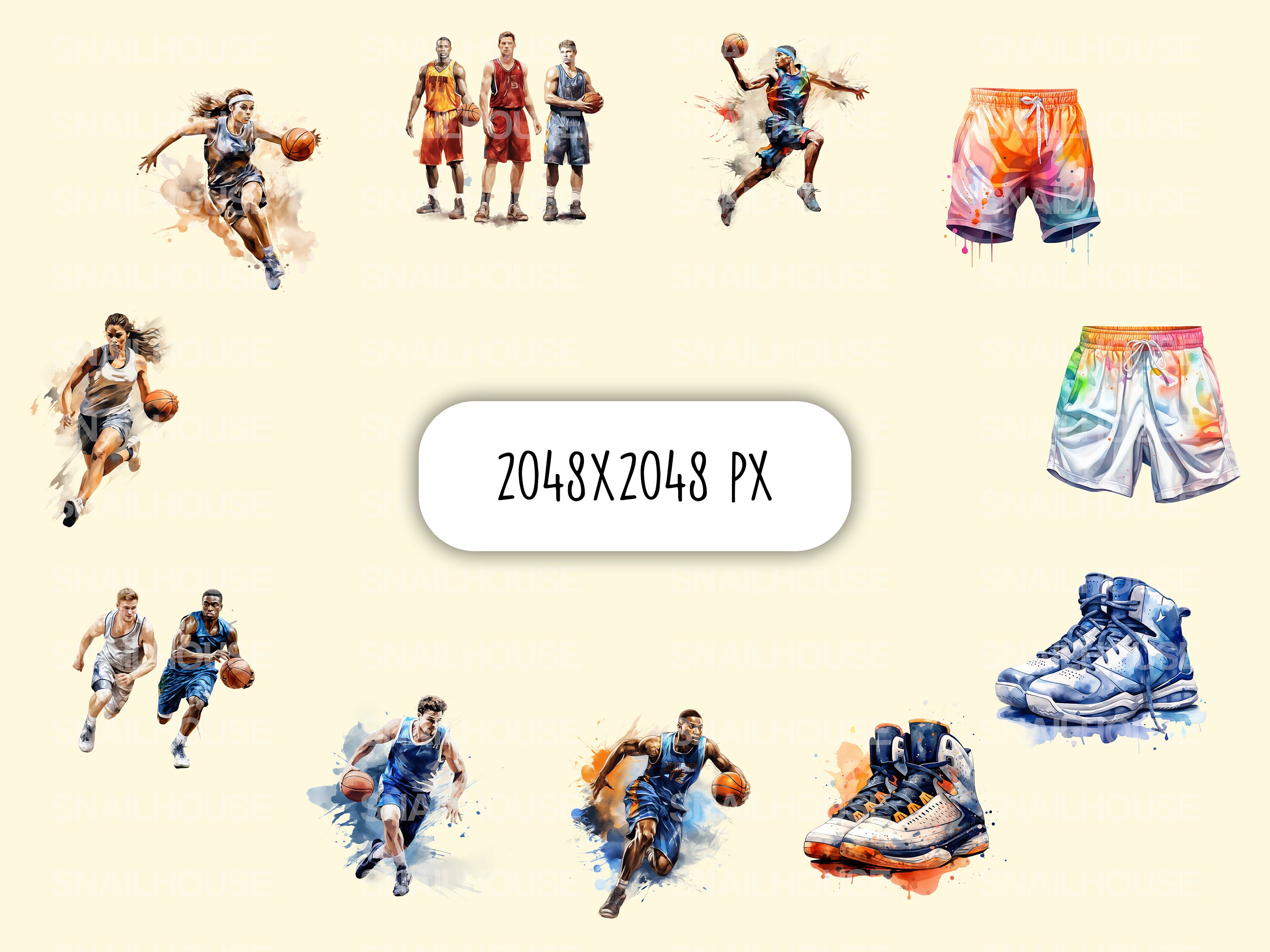 Watercolor Basketball Clipart Bundle FREE Commercial Use Basketball ...