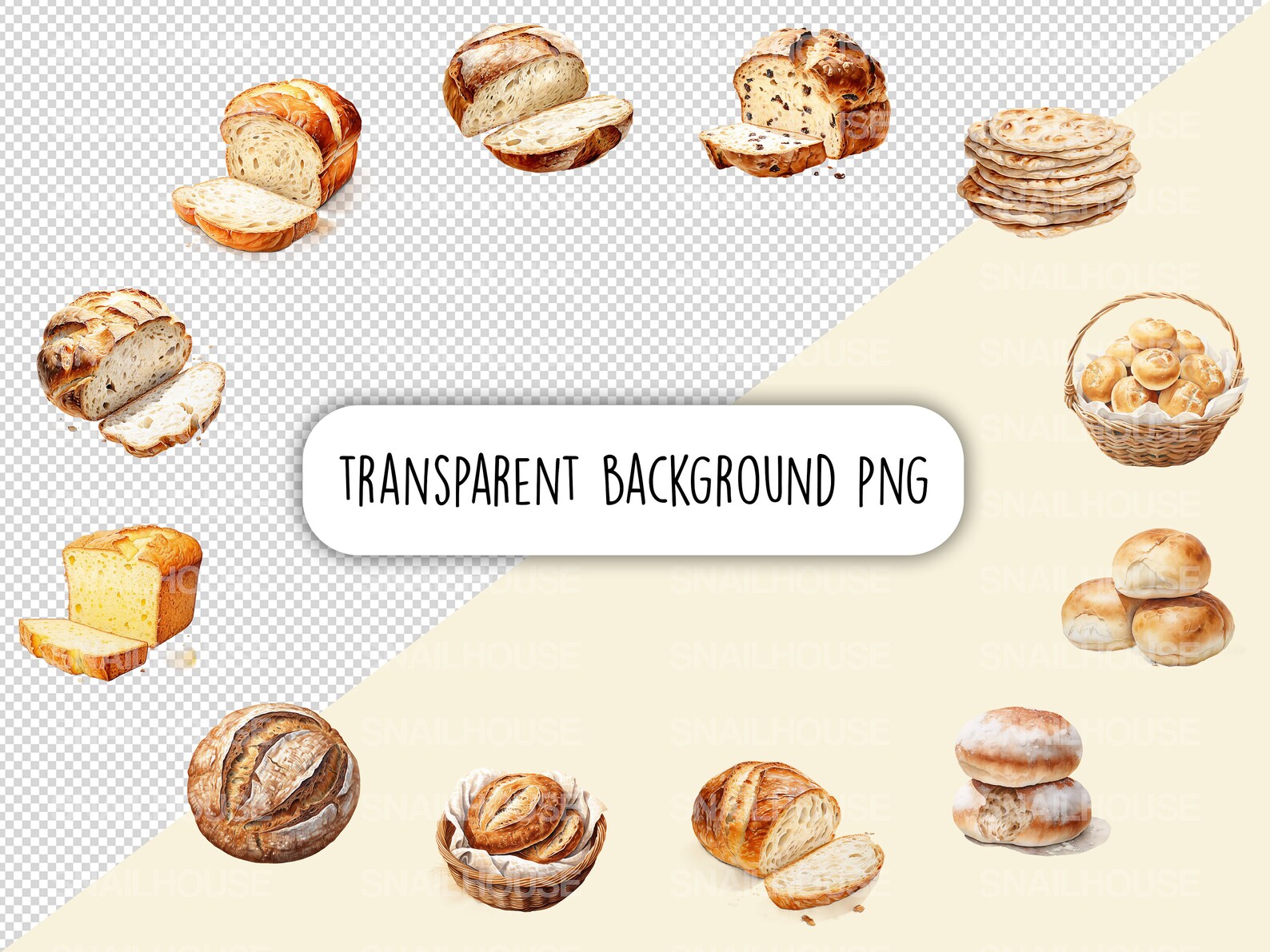 Watercolor Bread Clipart Bundle FREE Commercial Use Bread Clip Art ...