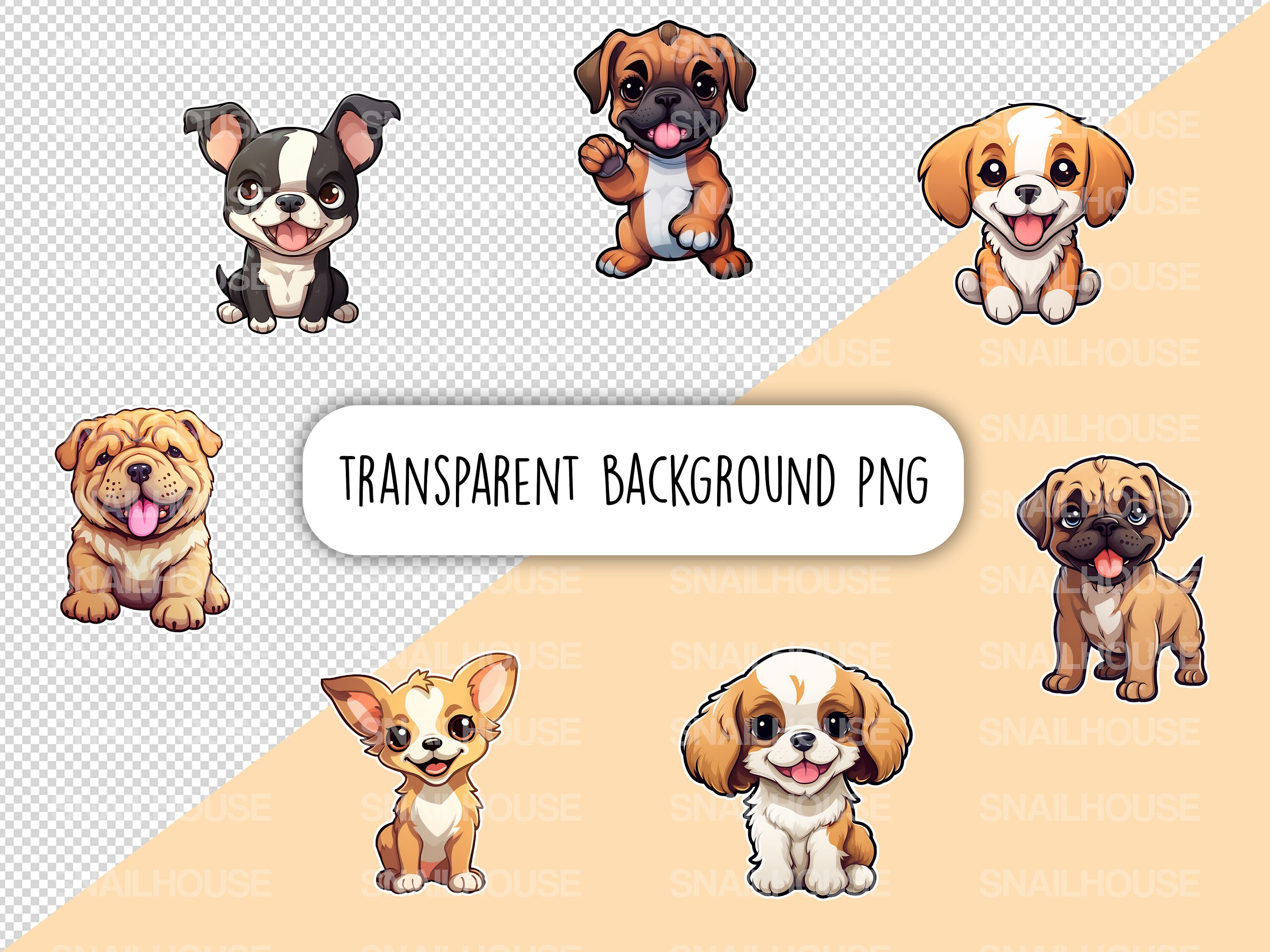 Chibi Dog Sticker Set Cute Dog Digital Stickers Dog Breeds Printable ...