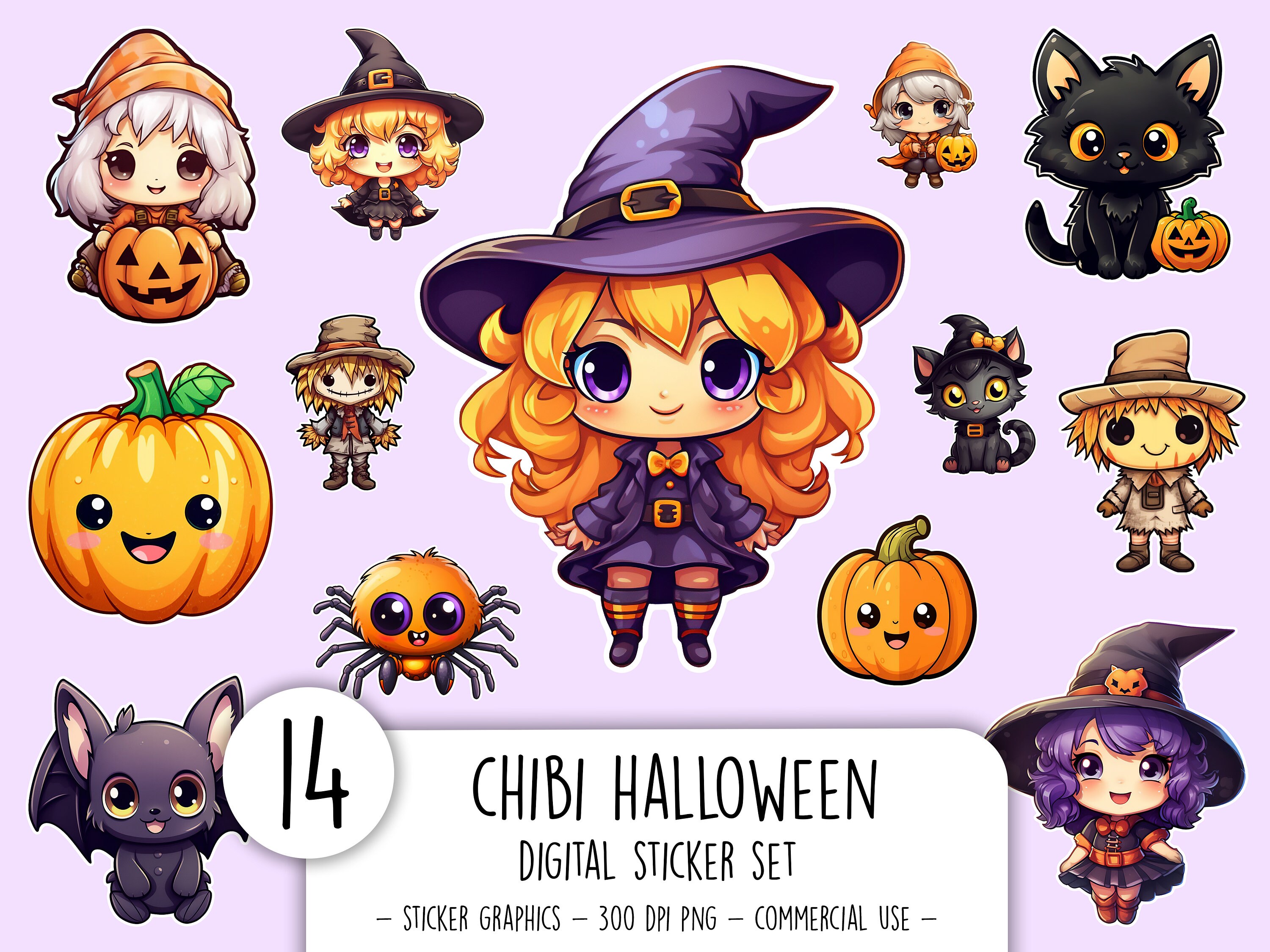 Watercolor Halloween Clip Art Cute Halloween Clipart Printable ...
