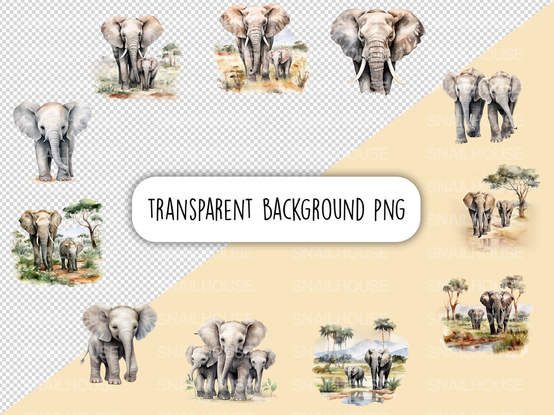 Watercolor Elephant Clipart Bundle Commercially FREE African - Etsy