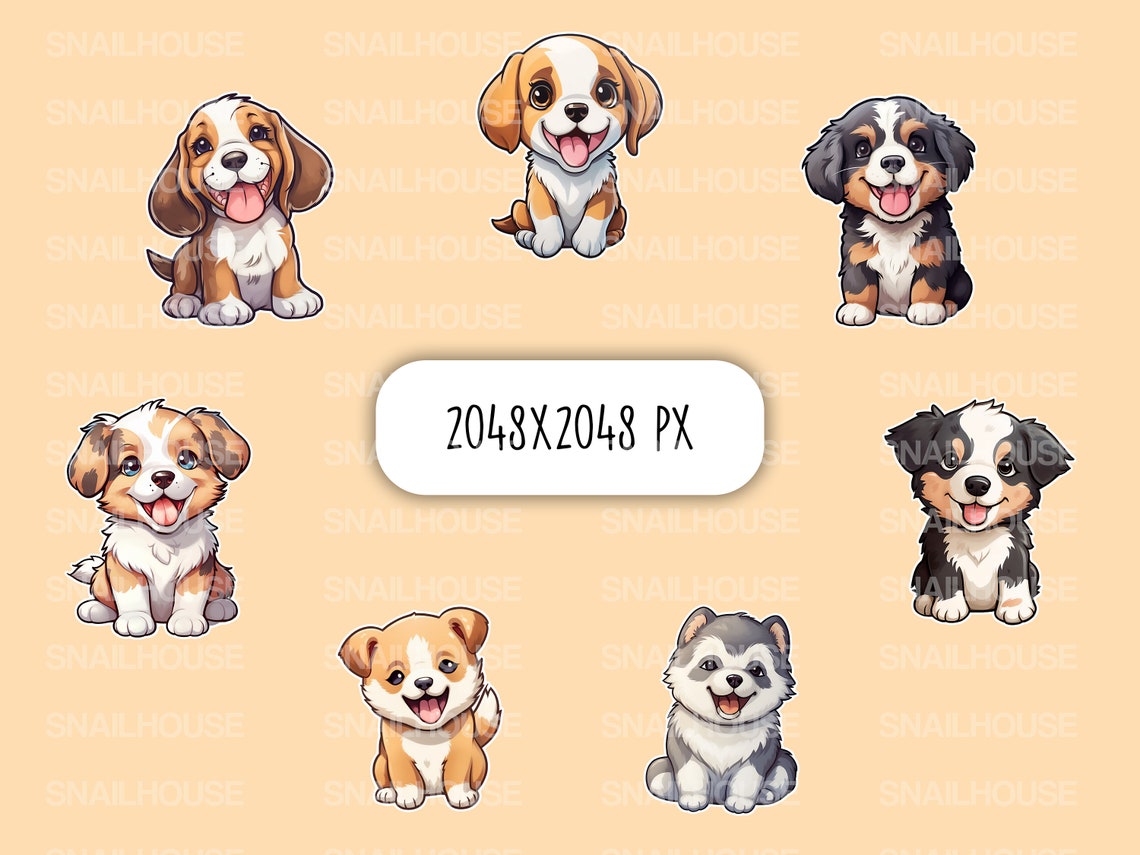 Chibi Dog Sticker Set Cute Dog Digital Stickers Dog Breeds Printable ...