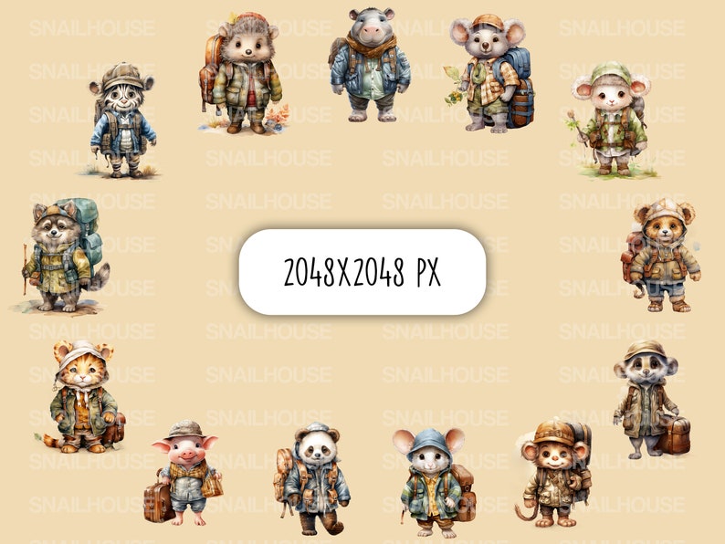 Traveling Animals Clip Art Set Commercially FREE Digital Animal Clipart ...