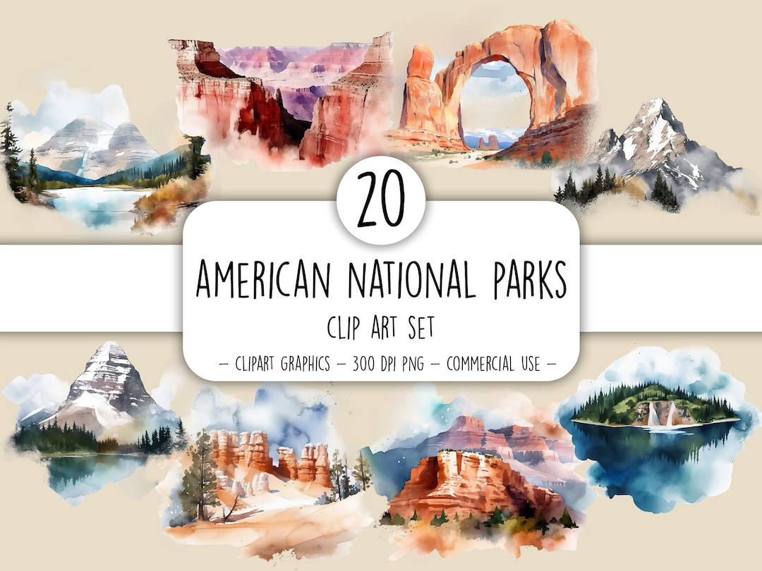 Watercolor National Parks Clipart Bundle FREE Commercial Use Nature ...