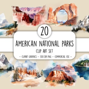 Watercolor National Parks Clipart Bundle FREE Commercial Use Nature ...
