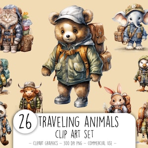 Traveling Animals Clip Art Set Commercially FREE Digital Animal Clipart ...