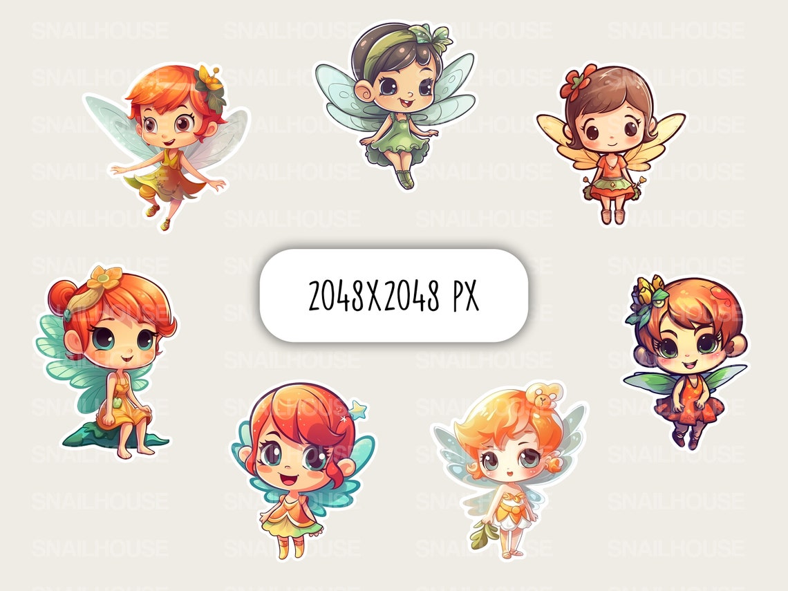 Cute Fairy Digital Stickers Cute Fairy Printable Stickers Cute - Etsy