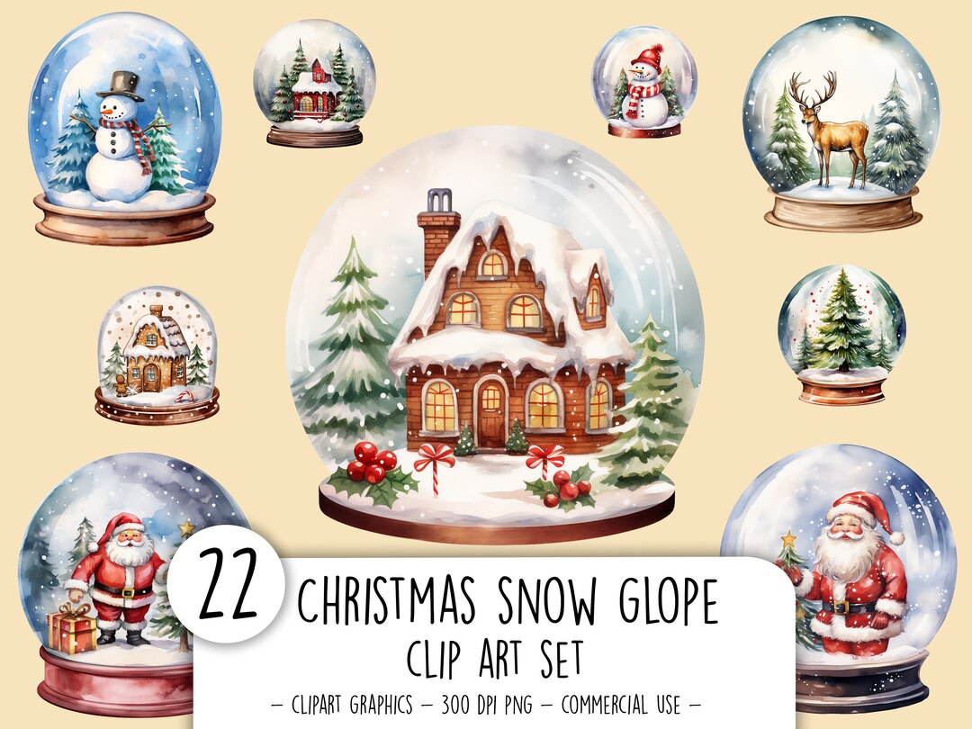 Watercolor Christmas Snow Globe Clipart Bundle Commercially FREE ...