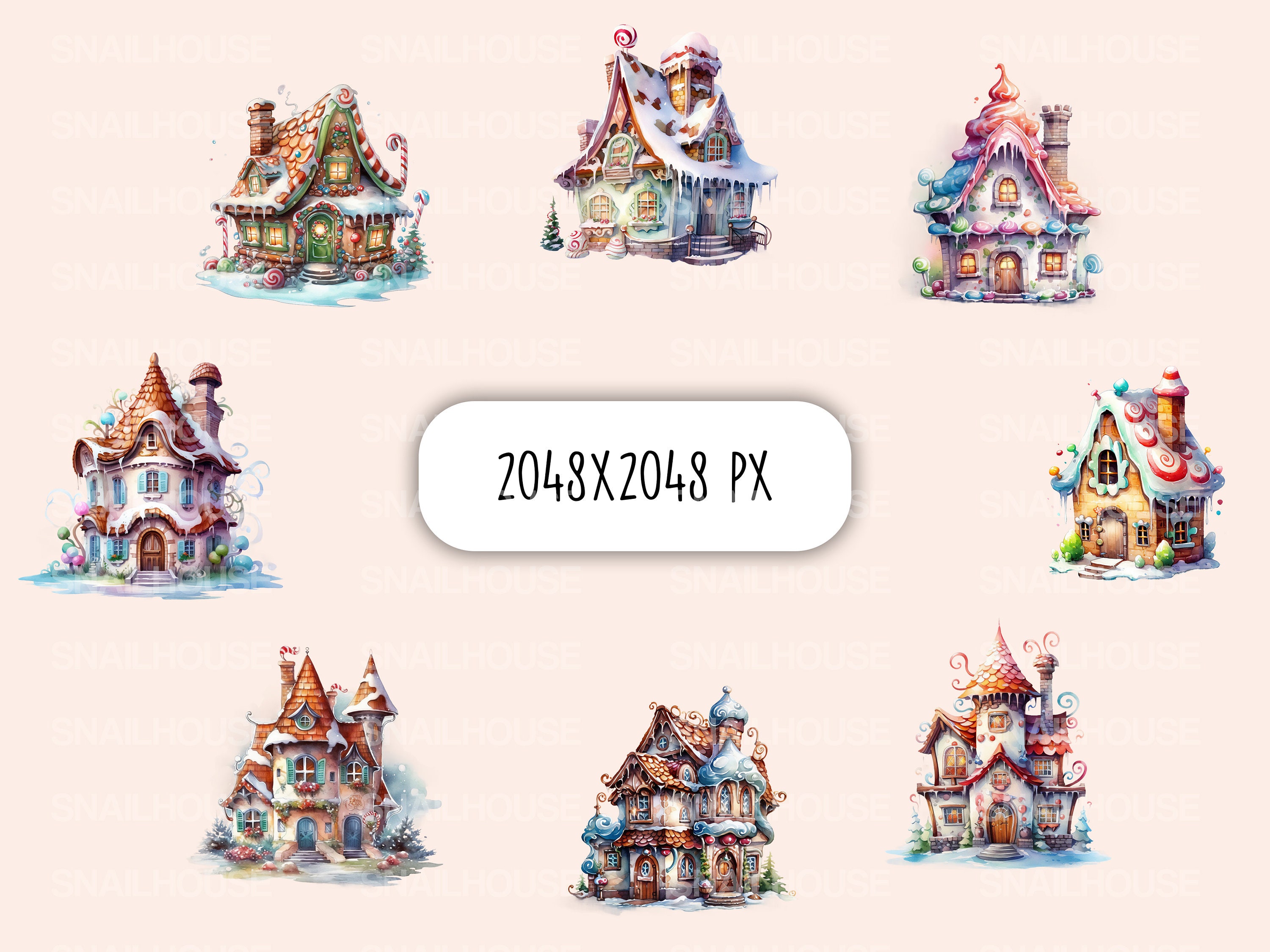 Watercolor Gingerbread House Clipart Bundle Commercially FREE Printable ...
