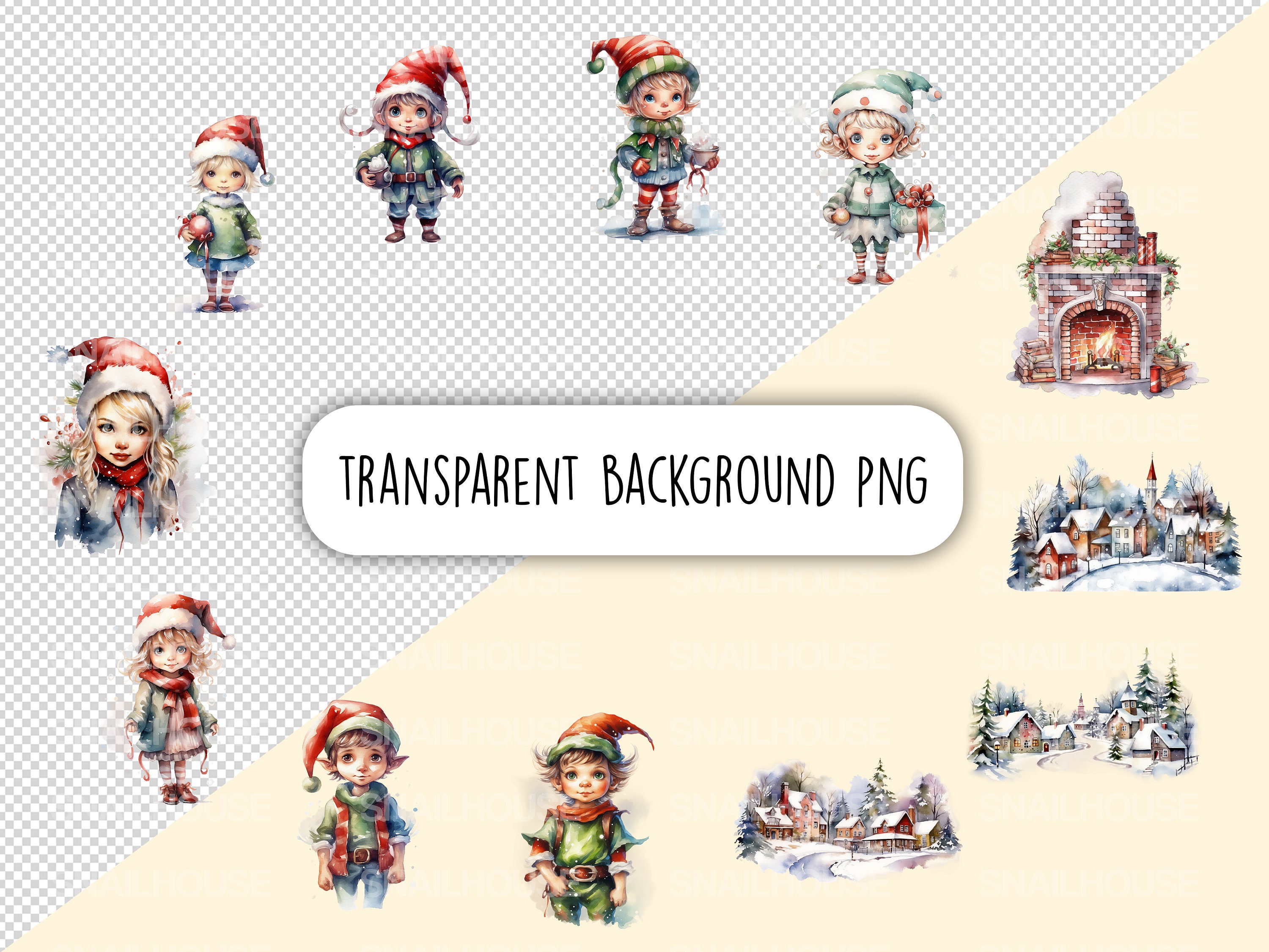 Watercolor Christmas Clipart Bundle Commercially FREE Printable ...