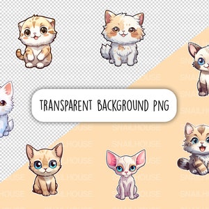 Chibi Cat Sticker Set Cute Cat Digital Stickers Cat Breed Stickers ...