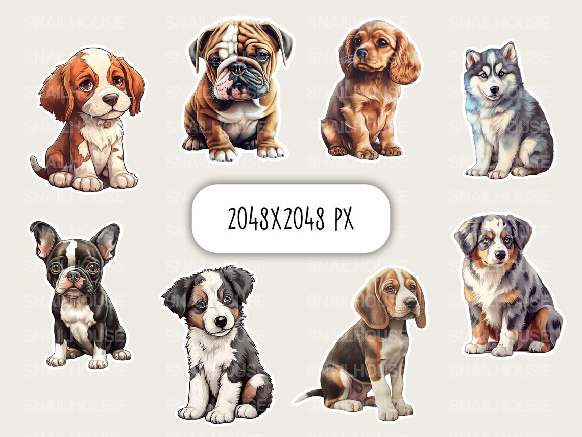 Puppy Digital Stickers Cute Puppy Printable Stickers Cute Puppy ...