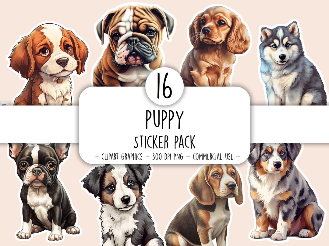 Puppy Digital Stickers Cute Puppy Printable Stickers Cute Puppy ...