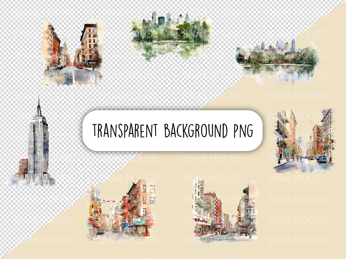 Watercolor New York Clipart Bundle Commercial FREE Digital New York ...