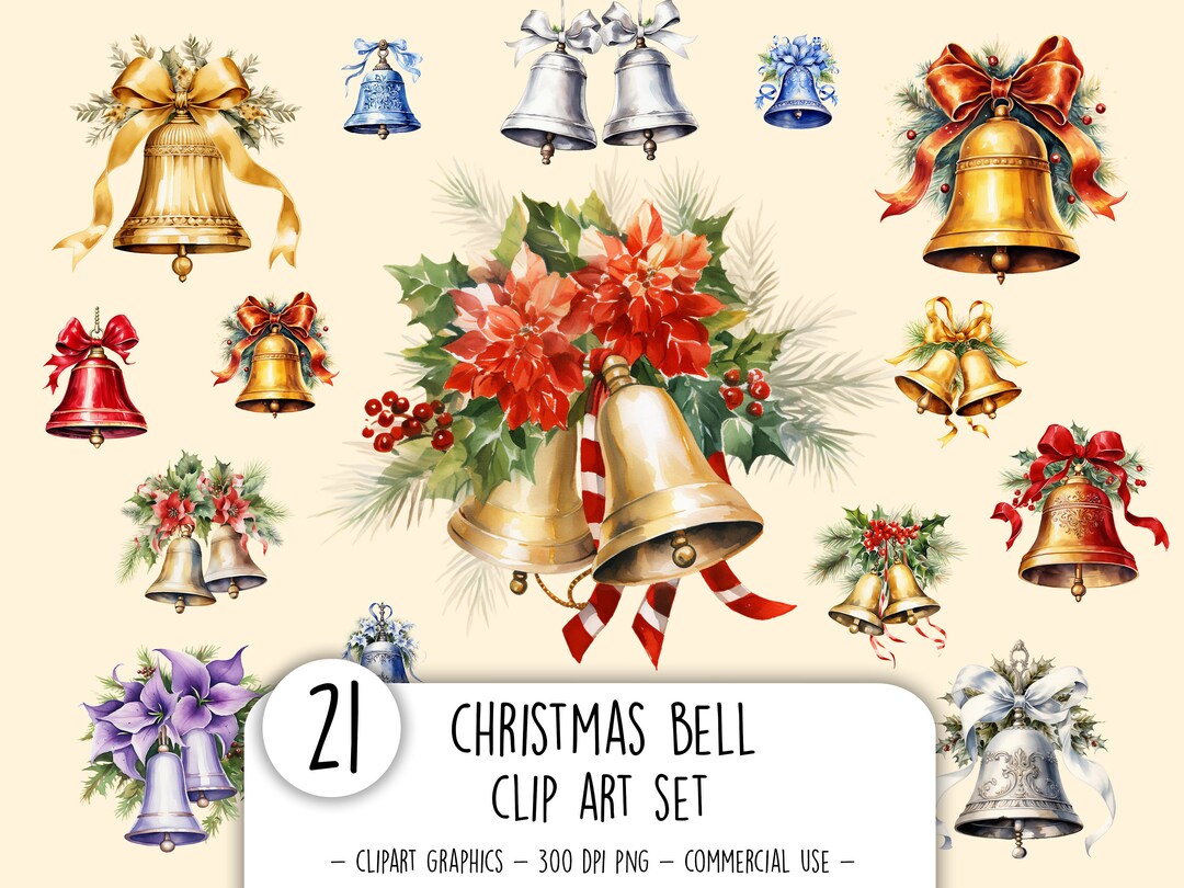 Watercolor Christmas Bell Clipart Bundle Commercially FREE Christmas ...