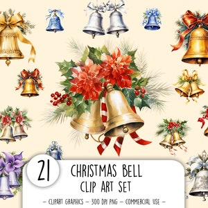 Watercolor Christmas Bell Clipart Bundle Commercially FREE Christmas ...