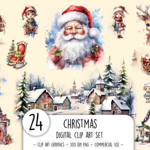 Watercolor Christmas Clipart Bundle Commercially FREE Printable ...