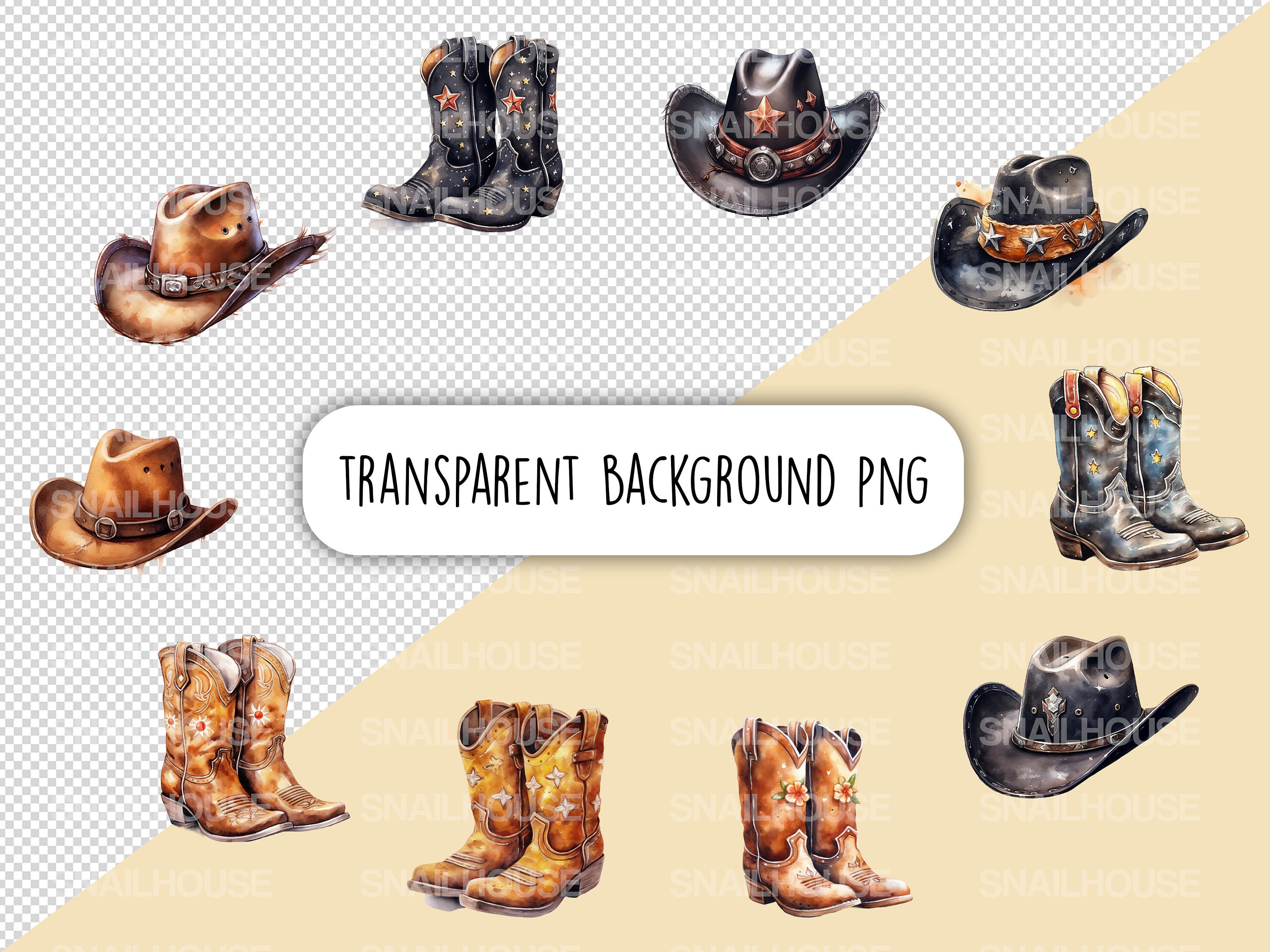 Watercolor Cowboy Clipart Commercially FREE Cowboy Boots Png - Etsy