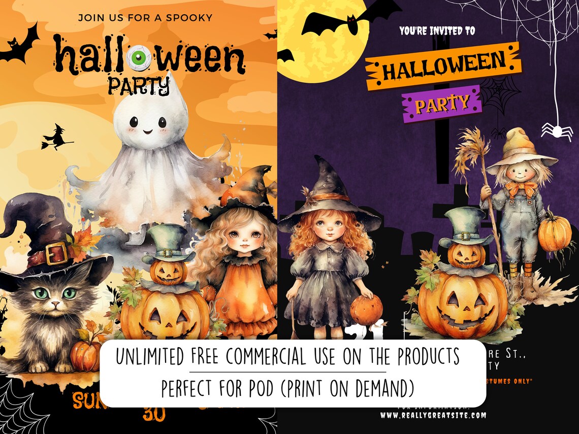 Watercolor Halloween Clip Art Cute Halloween Clipart Printable - Etsy