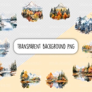 Watercolor Forest Clipart Bundle FREE Commercial Use Nature Scenery ...