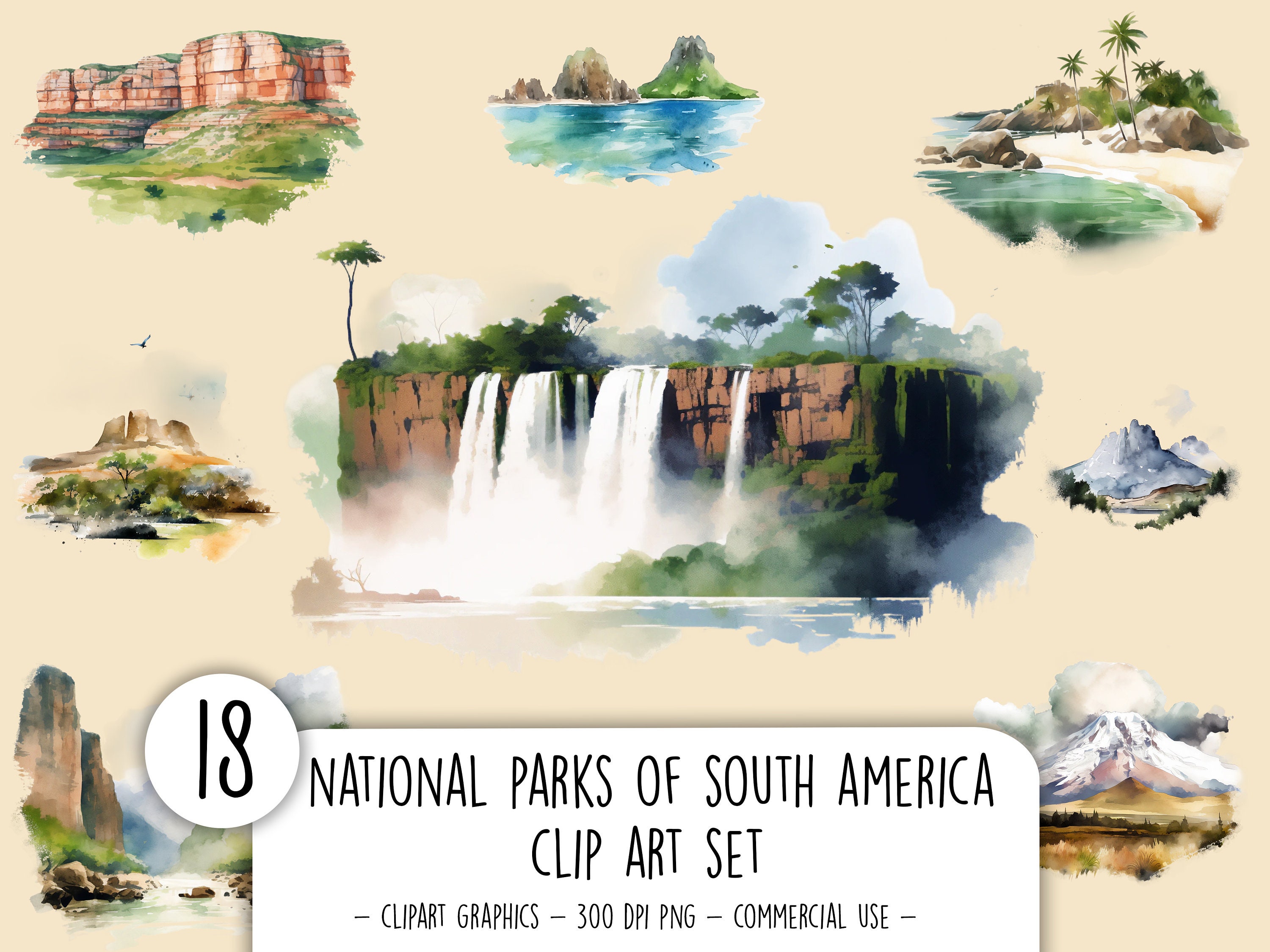 Watercolor National Parks Clipart Bundle FREE Commercial Use Digital ...