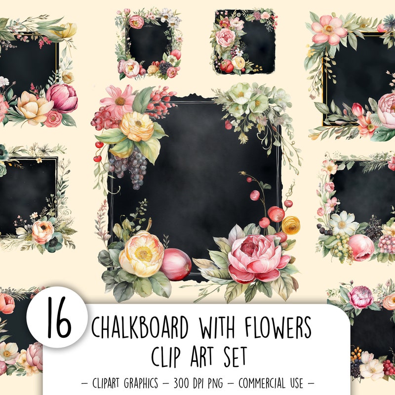 Floral Chalkboard - Etsy