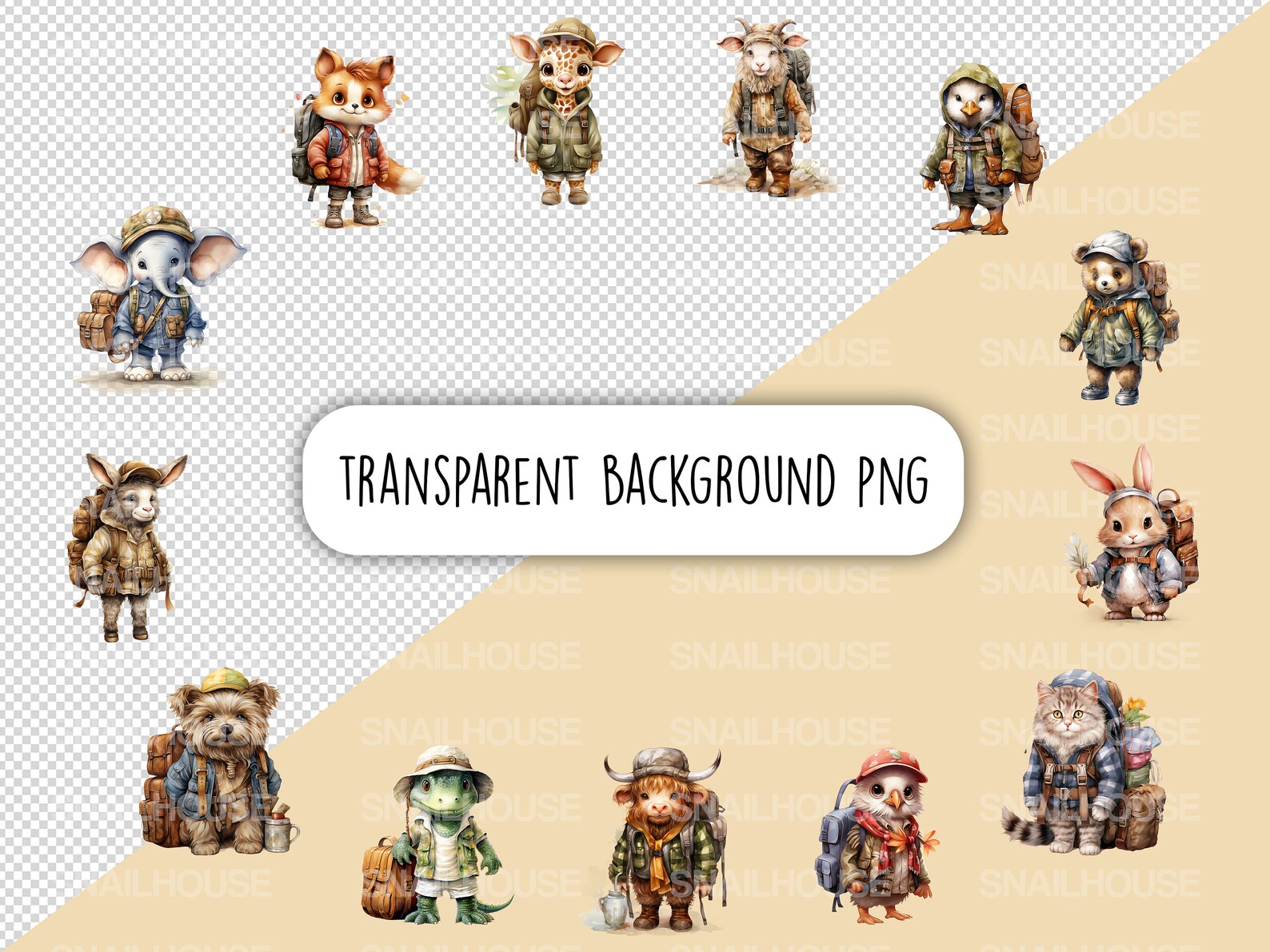 Traveling Animals Clip Art Set Commercially FREE Digital Animal Clipart ...