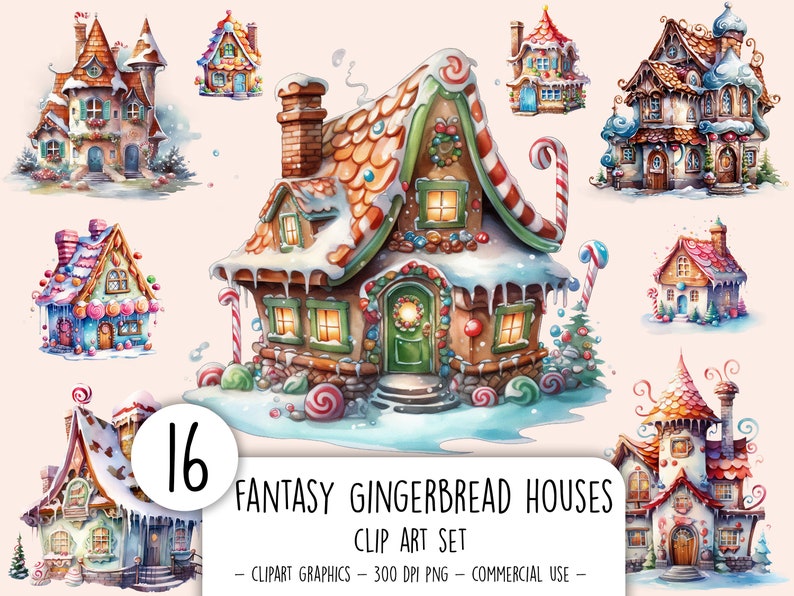 Watercolor Gingerbread House Clipart Bundle Commercially FREE Printable ...