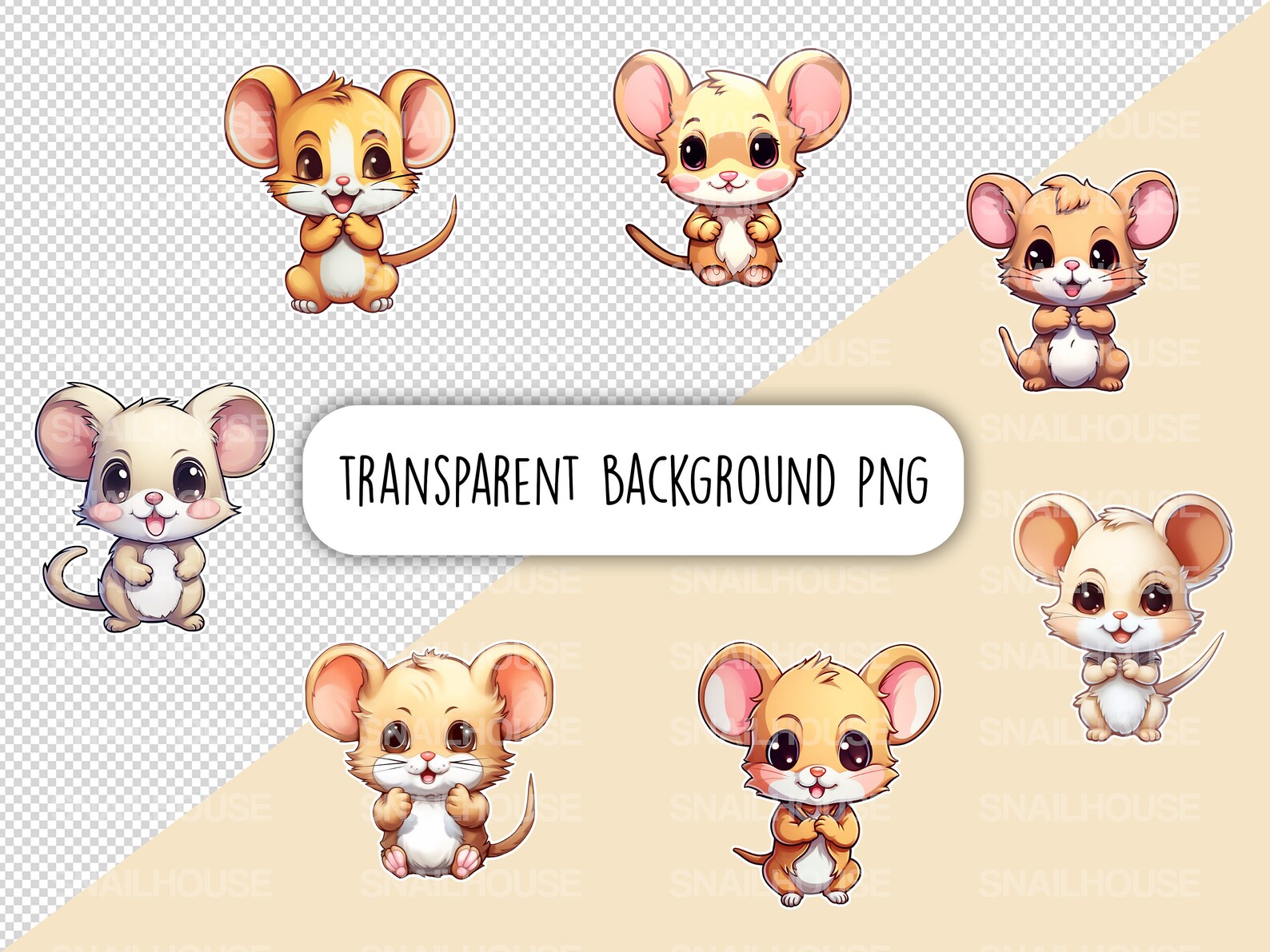 Chibi Mouse Sticker Set Cute Mouse Digital Stickers Cute Chibi Mouse ...