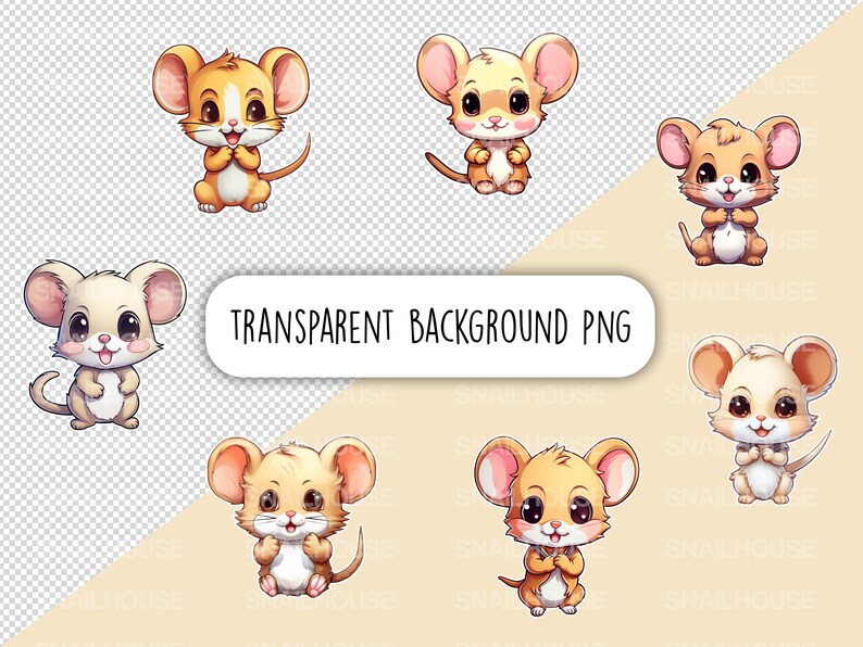 Chibi Mouse Sticker Set Cute Mouse Digital Stickers Cute Chibi Mouse ...