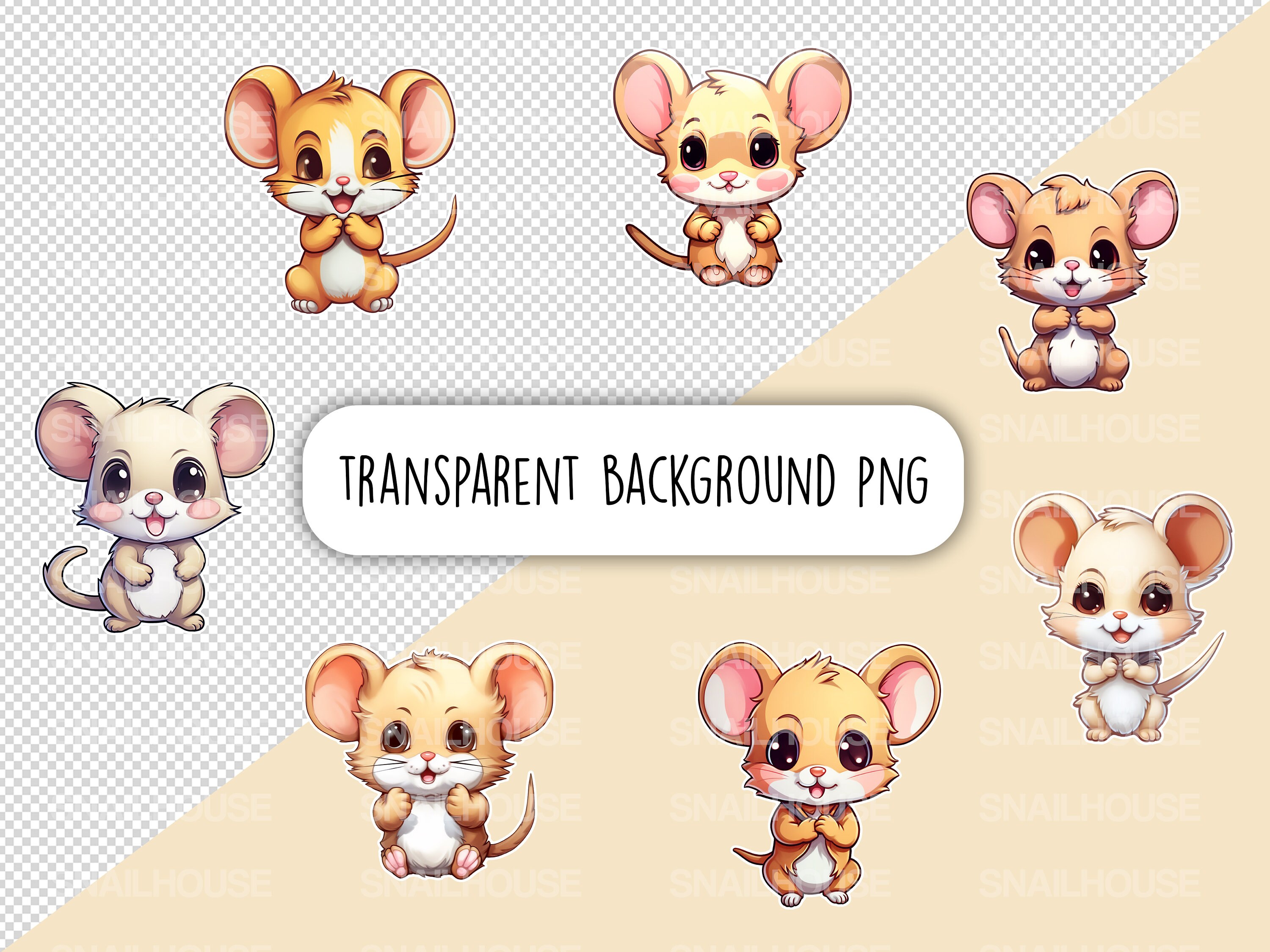 Chibi Mouse Sticker Set Cute Mouse Digital Stickers Cute Chibi Mouse ...