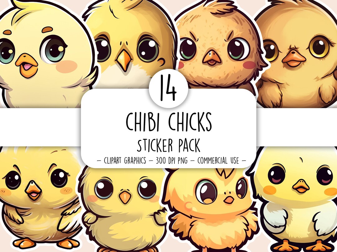 Chibi Chicks Digital Stickers Chick Printable Stickers Cute Chick ...