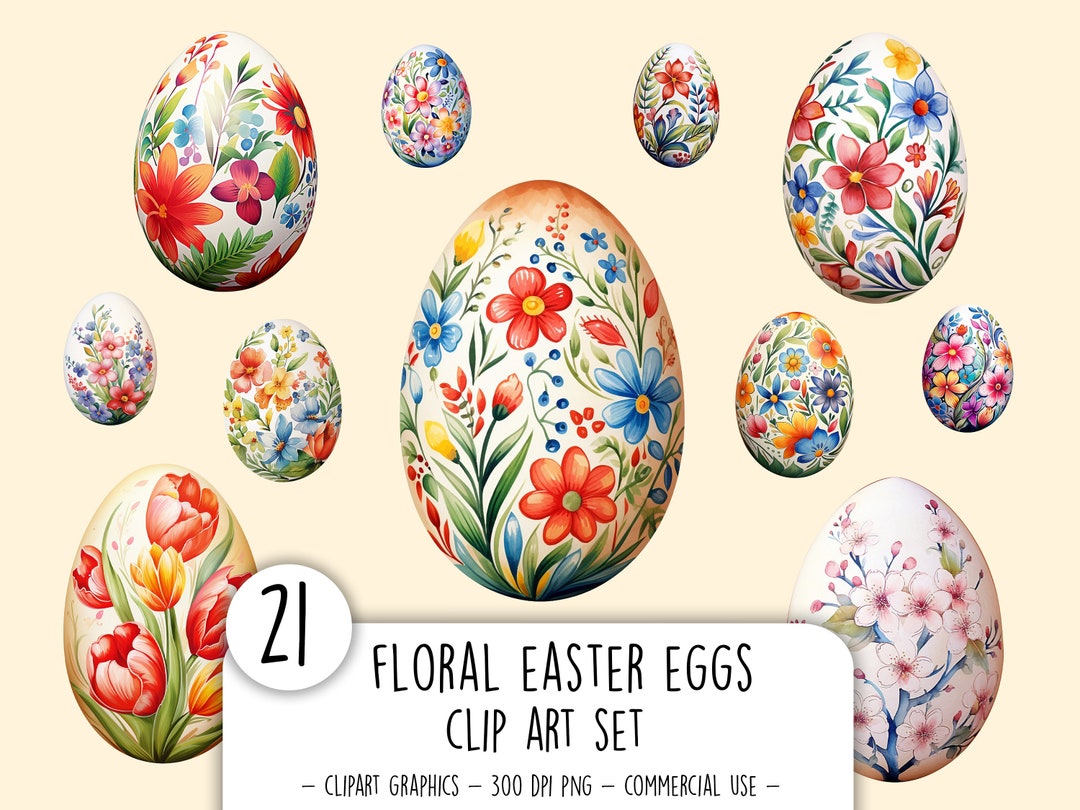 Watercolor Floral Easter Eggs Clipart Easter Eggs Png Images Easter ...