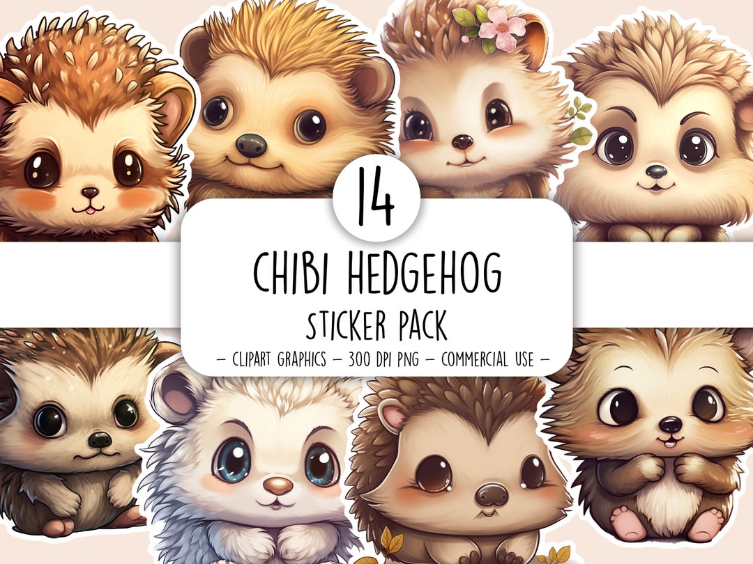 Chibi Hedgehog Digital Stickers Cute Hedgehogs Printable Stickers Cute ...