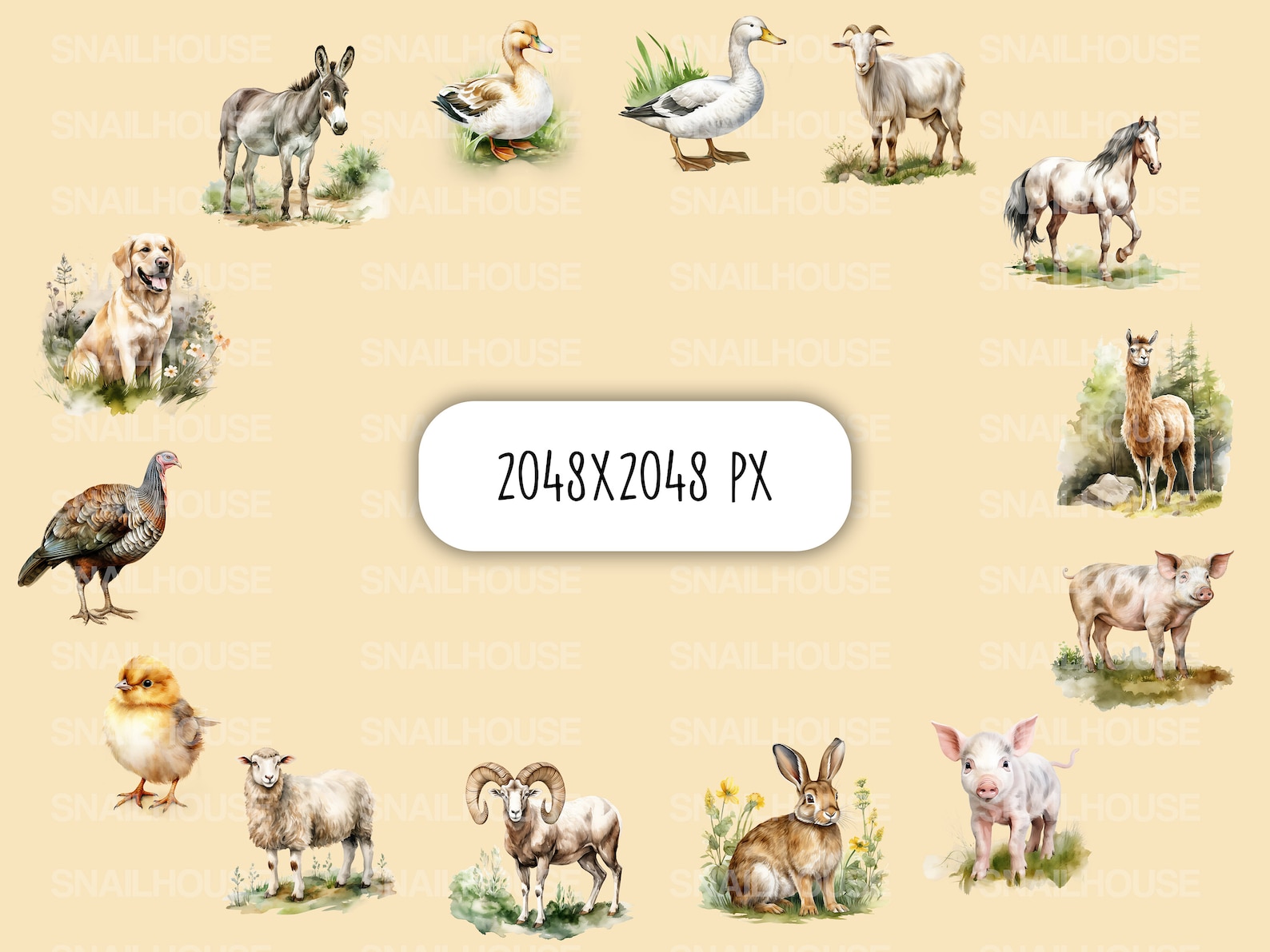 Watercolor Farm Animals Clipart Bundle FREE Commercial Use - Etsy