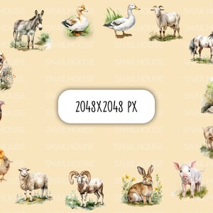 Watercolor Farm Animals Clipart Bundle FREE Commercial Use Digital Farm ...