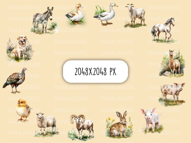 Watercolor Farm Animals Clipart Bundle FREE Commercial Use - Etsy