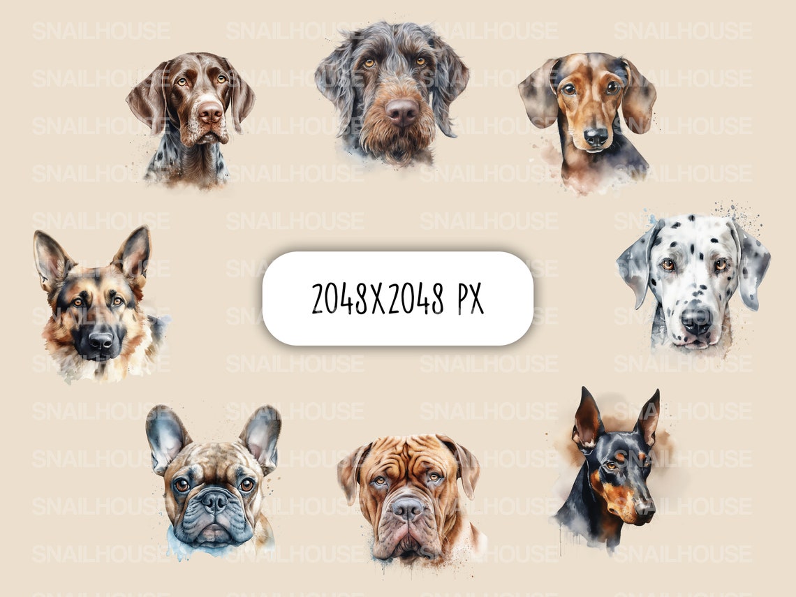 Faces of Dog Breeds Digital Printable Dog Breeds Clip Art FREE ...