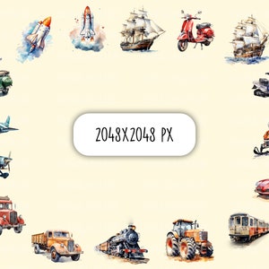 Watercolor Transportation Clipart Bundle FREE Commercial Use ...