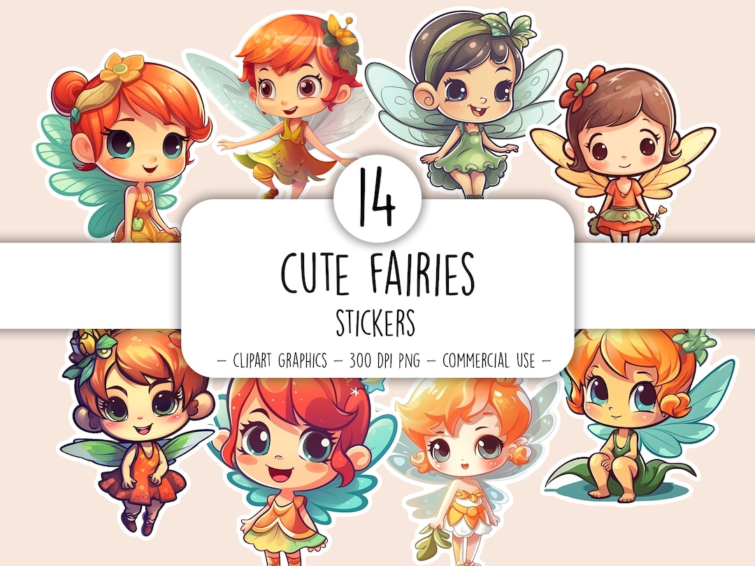 Cute Fairy Digital Stickers Cute Fairy Printable Stickers Cute Fairy ...
