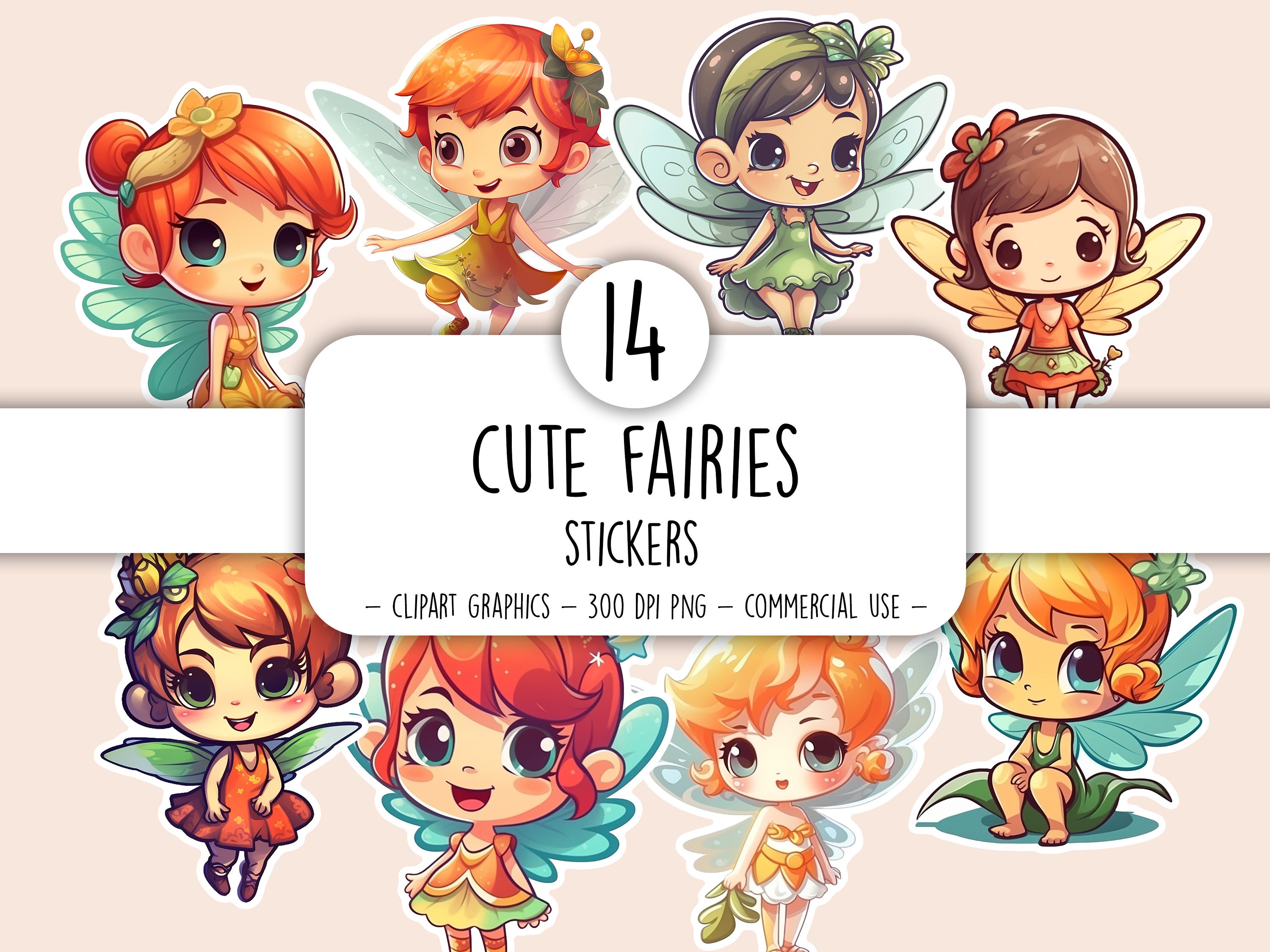 Cute Fairy Digital Stickers Cute Fairy Printable Stickers Cute Fairy ...