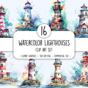 Watercolor Lighthouses Clip Art FREE Commercial Use Printable ...