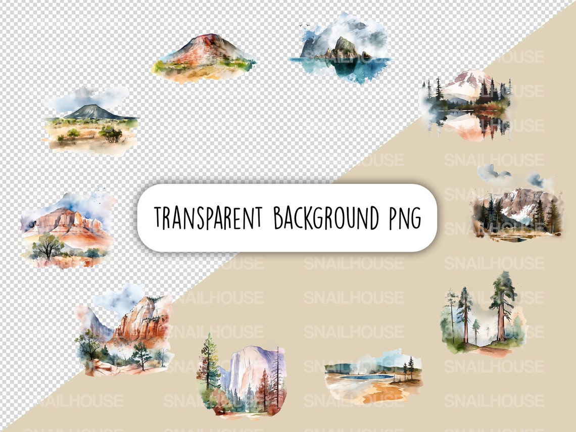 Watercolor National Parks Clipart Bundle FREE Commercial Use Nature ...