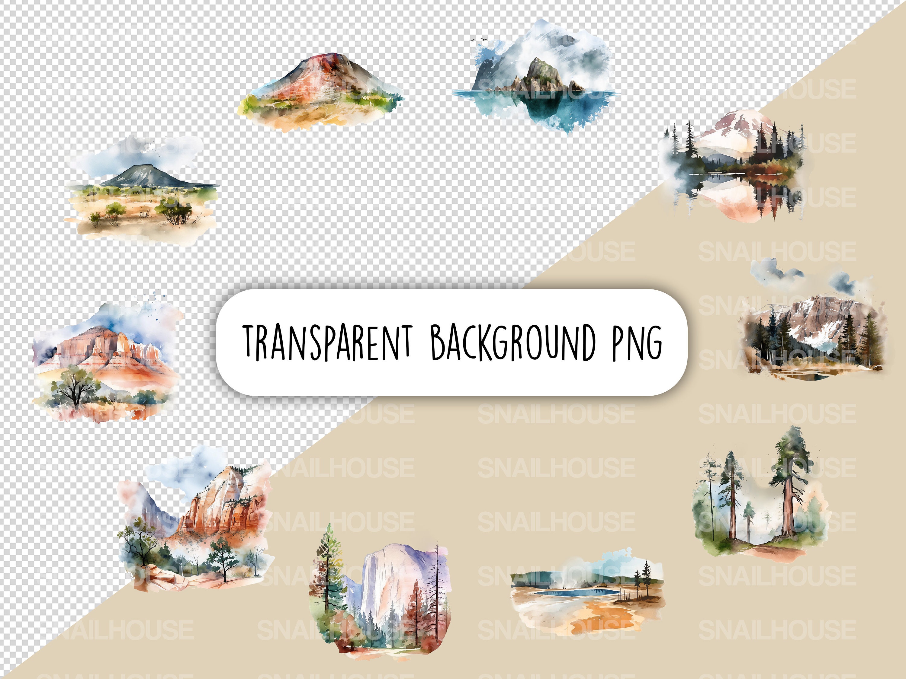 Watercolor National Parks Clipart Bundle FREE Commercial Use Nature ...