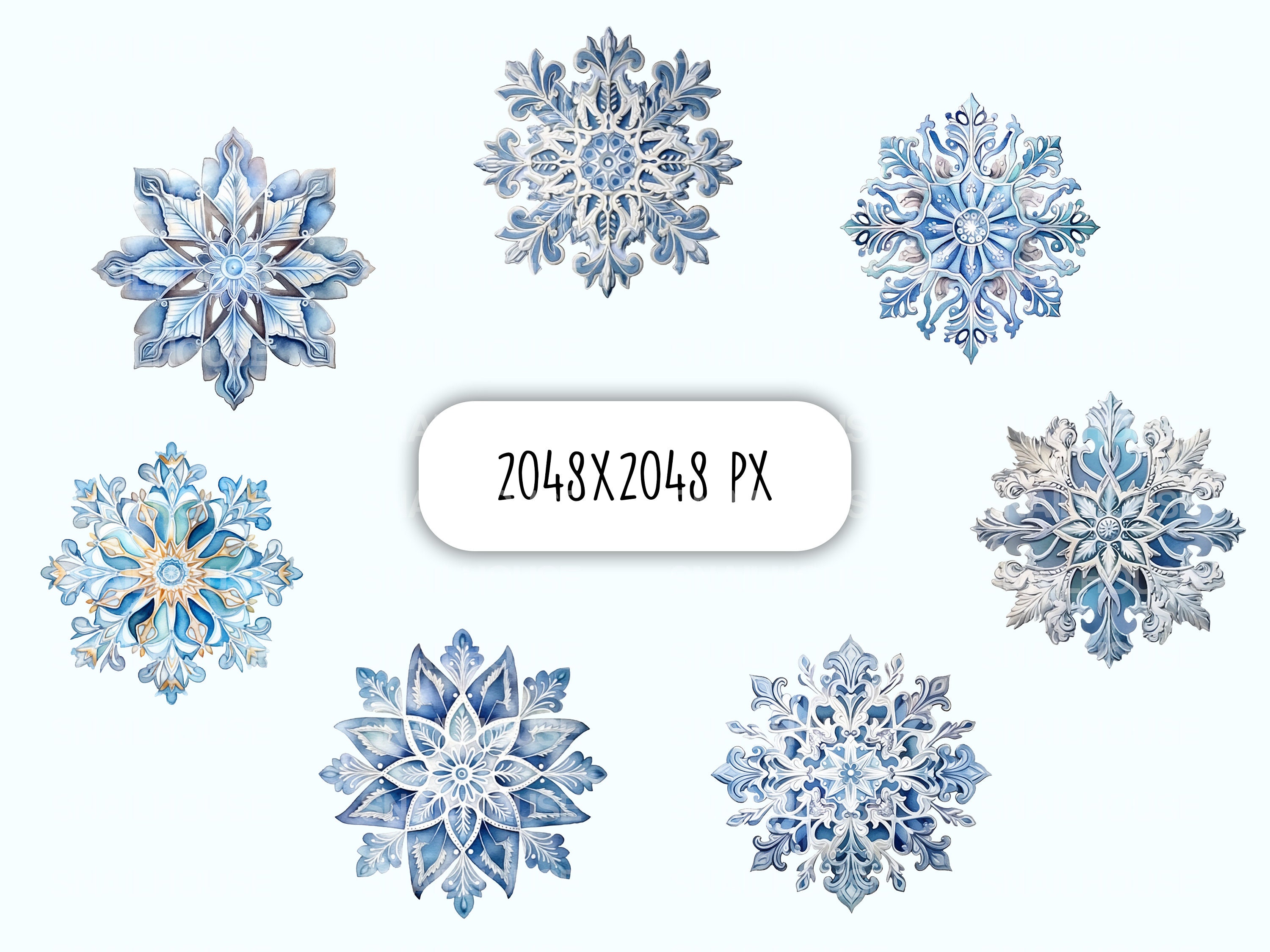 Watercolor Ornate Snowflake Clipart Bundle Commercially FREE - Etsy