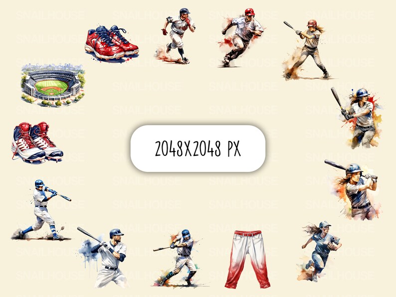Watercolor Baseball Clipart Bundle Commercially FREE Watercolor ...